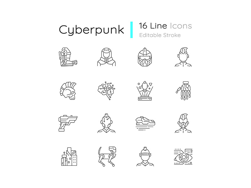 Cyberpunk linear icons set by bsd studio ~ EpicPxls