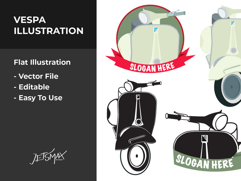 Vespa classic scooter vector bundle by Jetsmax Studio ~ EpicPxls