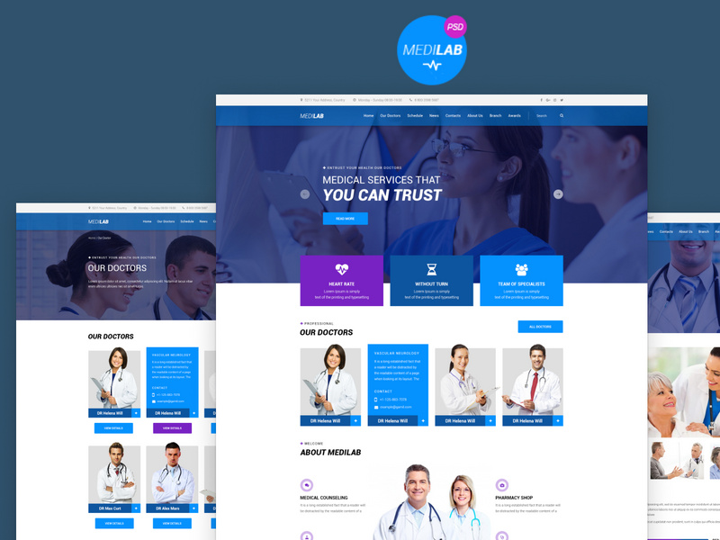 MediLab Best Medical Website Template PSD by Theme Rage ~ EpicPxls