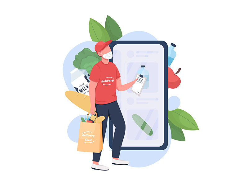 Food delivery man flat concept vector illustration by The ~ EpicPxls