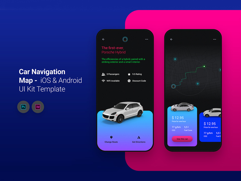 Car Navigation Map iOS & Android UI Kit by SB Trading ~ EpicPxls