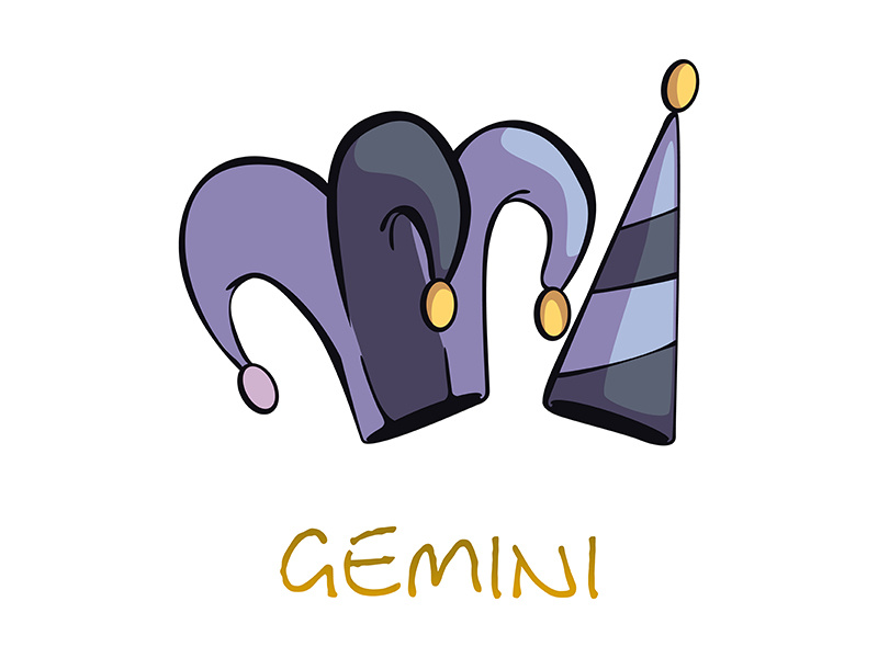 Gemini zodiac sign accessory flat cartoon vector ~ EpicPxls