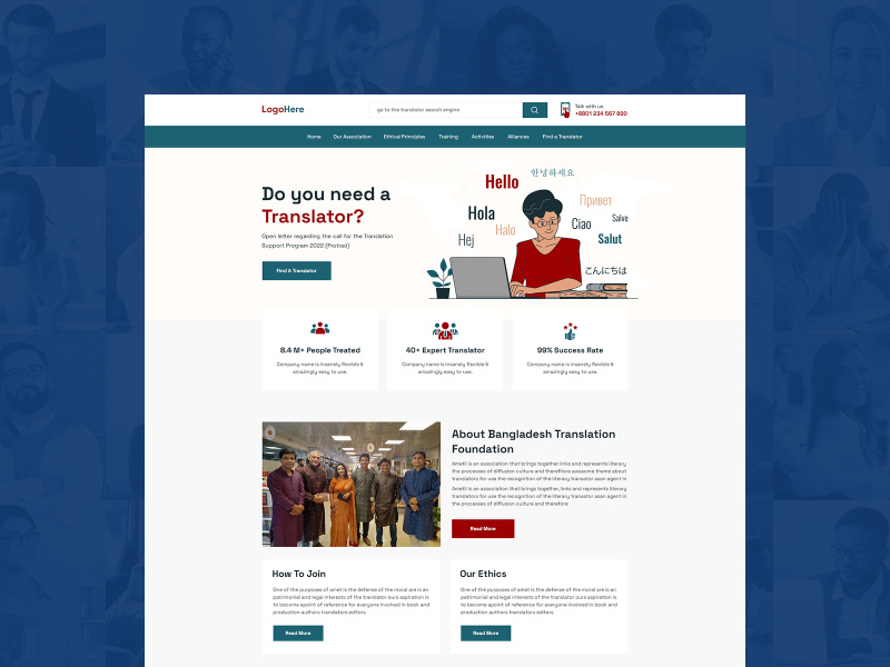 Translator PSD Website Template by Somratislam477 ~ EpicPxls