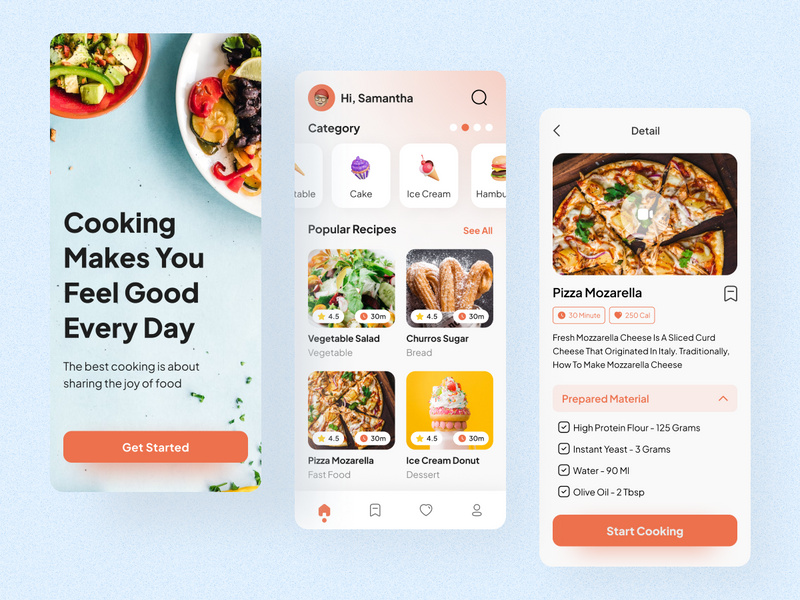 Recipe Mobile App UI Kit by Shufflesinc Std ~ EpicPxls