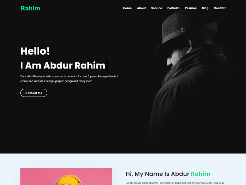 Rahim Personal Portfolio HTML5 Template by Md Belal Hossain ~ EpicPxls