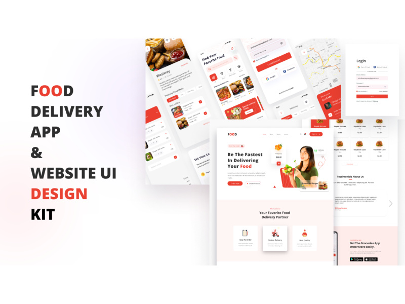 Food Delivery App & Website Ui Design Kit by Zakirfarid01 ~ EpicPxls
