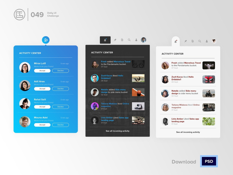 Notifications | Daily UI challenge - 049/100 by George ~ EpicPxls