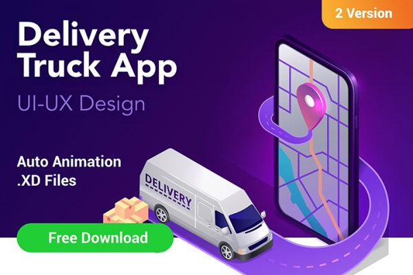 Delivery Truck App UI Kit - Auto Animation (.XD) by Yılmaz ~ EpicPxls