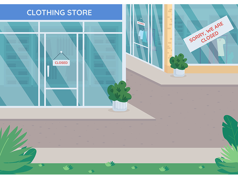 Closed stores flat color vector illustration by The Img ~ EpicPxls