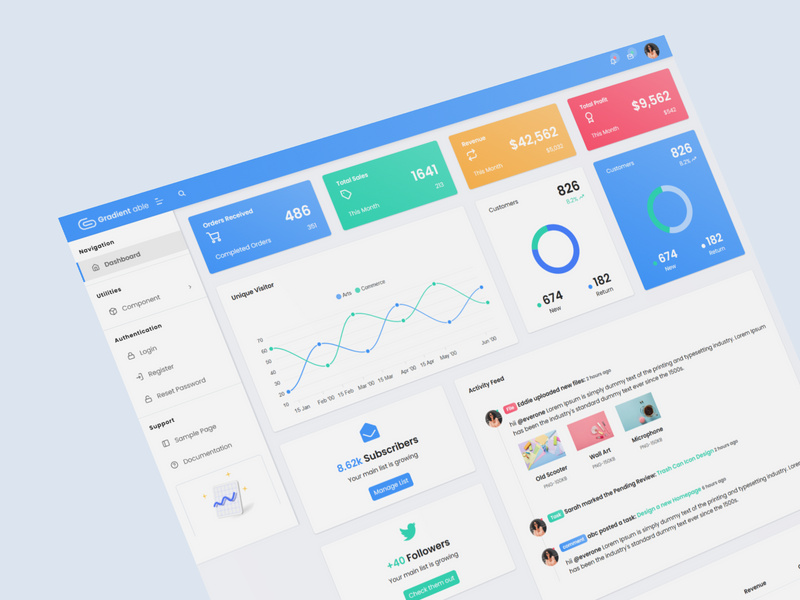 Gradient Able ReactJS Free Admin Dashboard Template by ~ EpicPxls