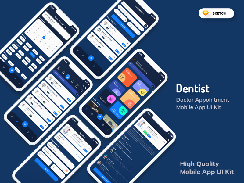 Dentist Appointment Mobile App Dark Version (SKETCH) by ~ EpicPxls
