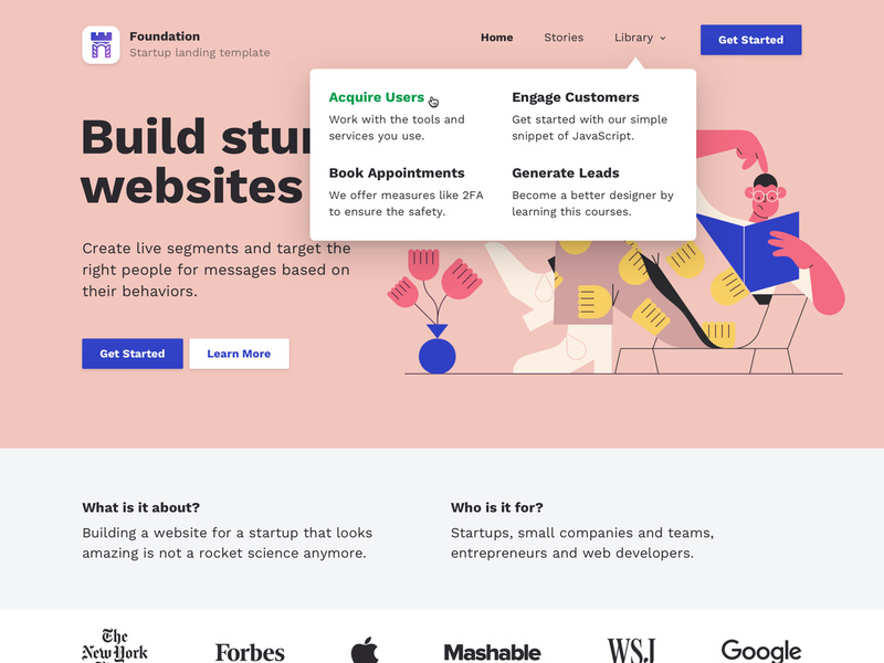 Foundation - Free Landing Page Design by Vladimir Kudinov ~ EpicPxls
