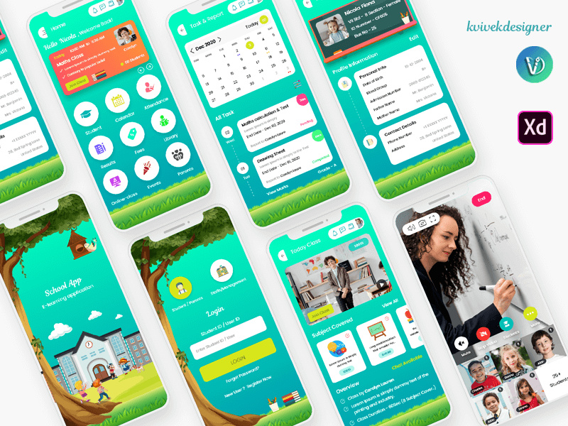 Online School Education Mobile App UI Kit by Kvivekdesigner ~ EpicPxls
