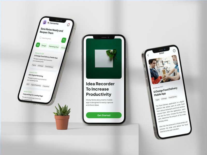 Sticky Note Mobile App UI Kit by Shufflesinc Std ~ EpicPxls