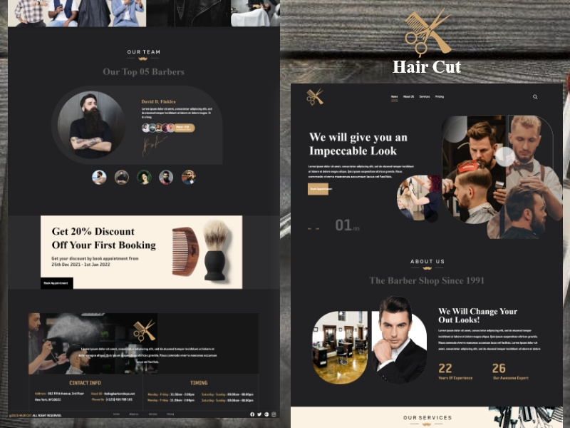 Haircut UI Template - UI Adobe XD by Charlestsmith888 ~ EpicPxls