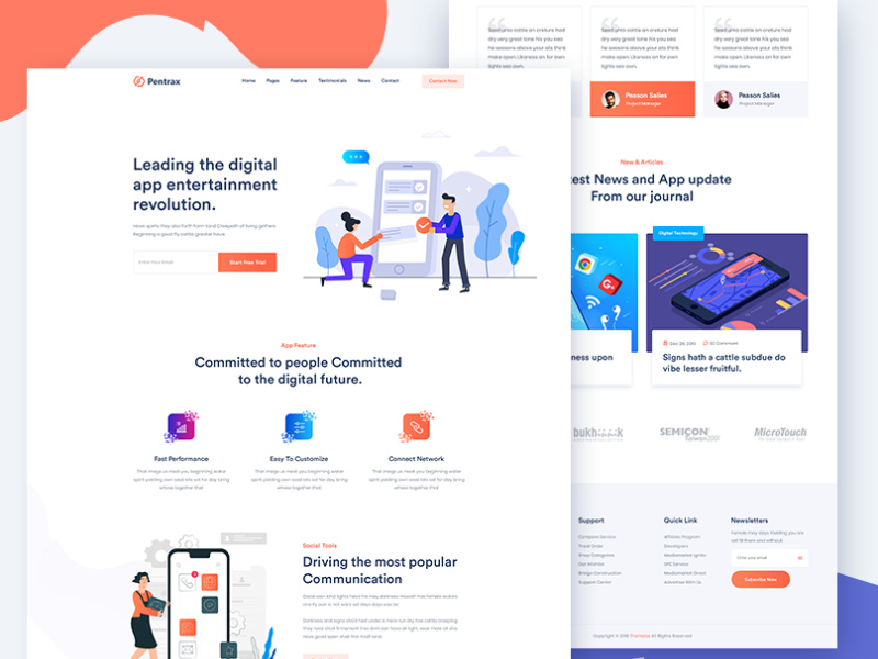Pentrax – Creative App Landing Template HTML & PSD ~ EpicPxls