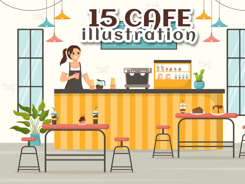 15 Cafe Vector Illustration by denayuneep ~ EpicPxls