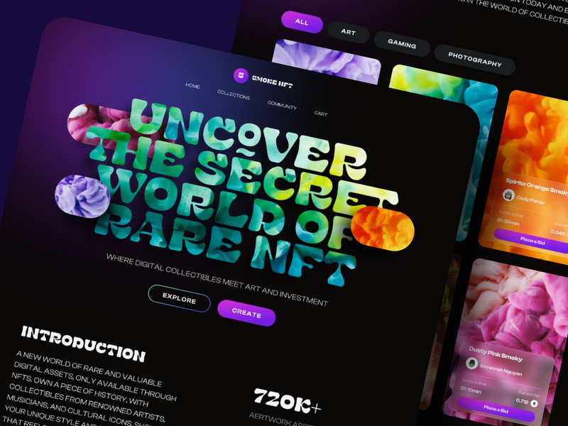 Smoke Rare NFT Landing Page by Shufflesinc Std ~ EpicPxls