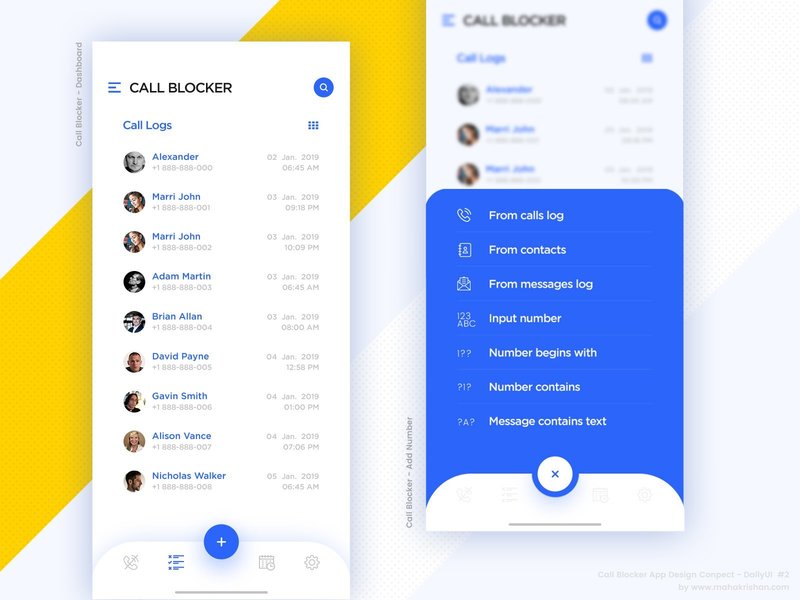 Call Blocker App Design Concept by PixelCountry ~ EpicPxls