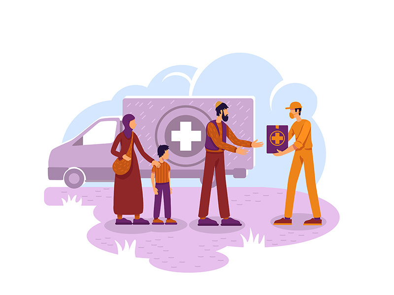 Humanitarian aid 2D vector web banner, poster by The Img ~ EpicPxls