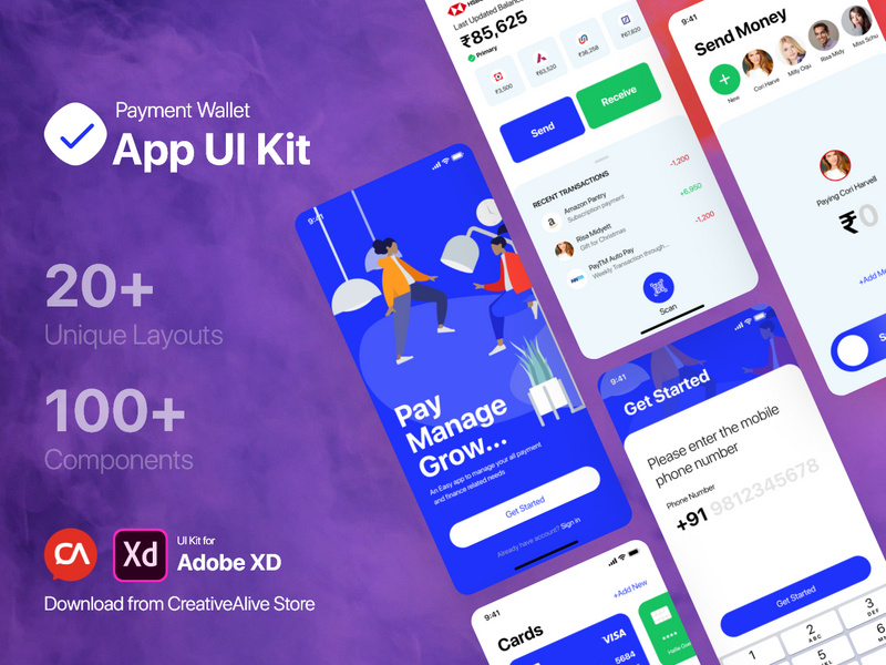 Payment Wallet App Figma UI Kit - V2 by CreativeAlive ~ EpicPxls