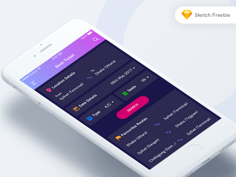 Bus Ticket Booking App UI by Sami Rahman ~ EpicPxls