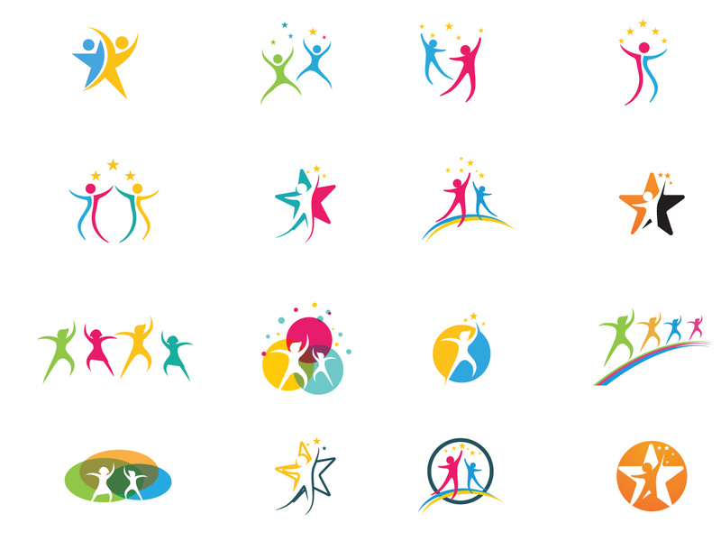 Happy Children kids logo vector by Upgraphic ~ EpicPxls