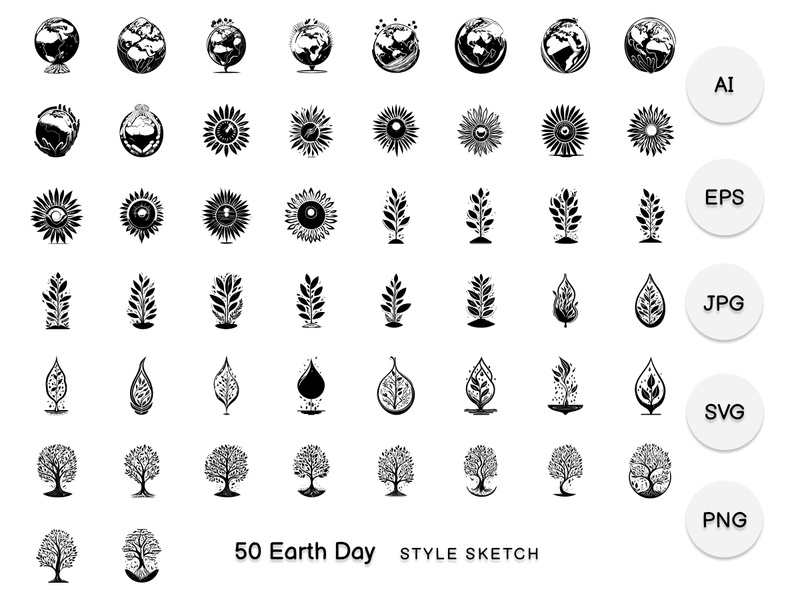Earth Day Element Draw Black by LgsDesign ~ EpicPxls