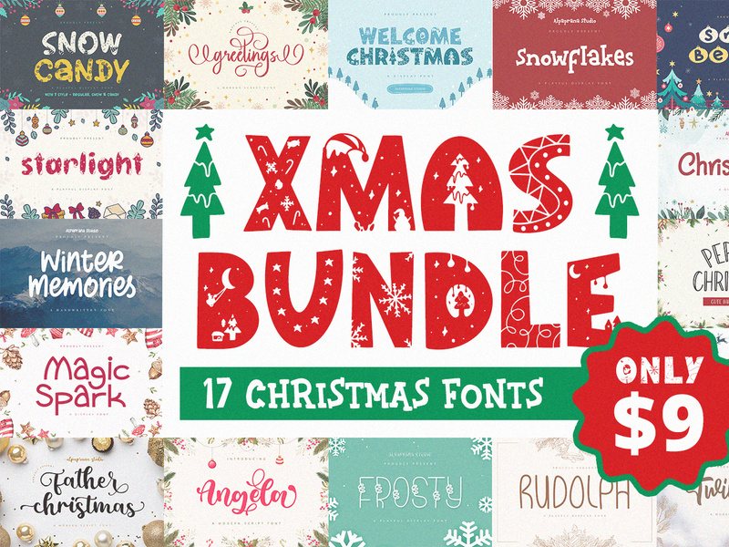 Xmas Bundle | 17 Christmas Fonts by Alpaprana Studio ~ EpicPxls