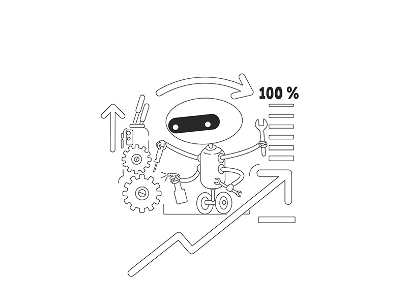 Optimization bot thin line concept vector illustration by ~ EpicPxls