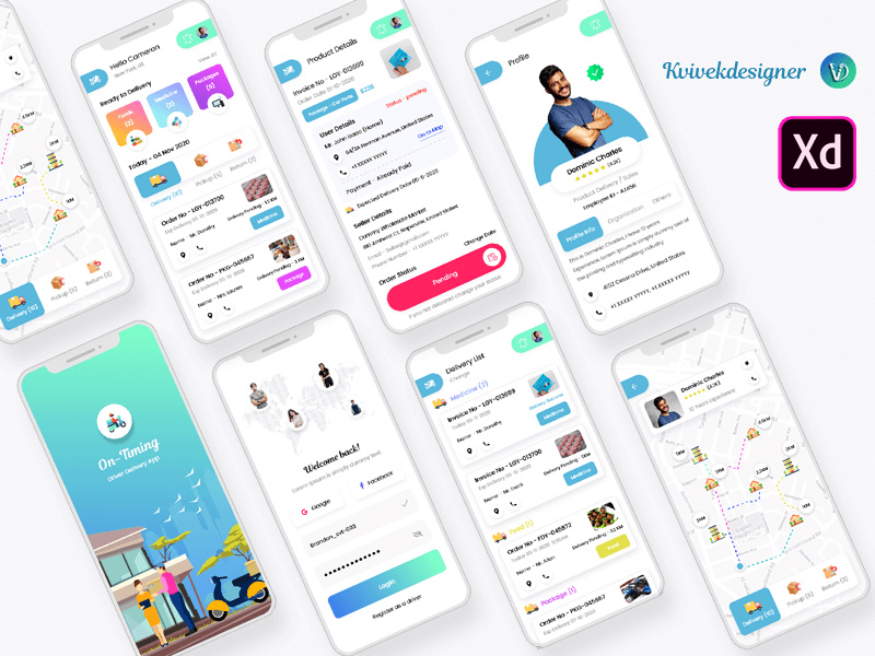 Driver Delivery Mobile App UI Kit by Kvivekdesigner ~ EpicPxls