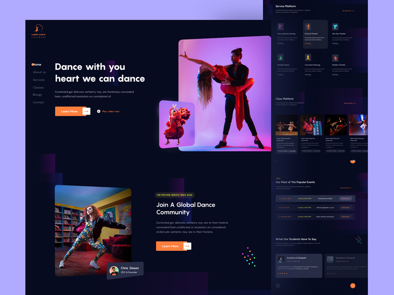 Dance Academy Dark Landing Page Template by Arman Hossain ~ EpicPxls