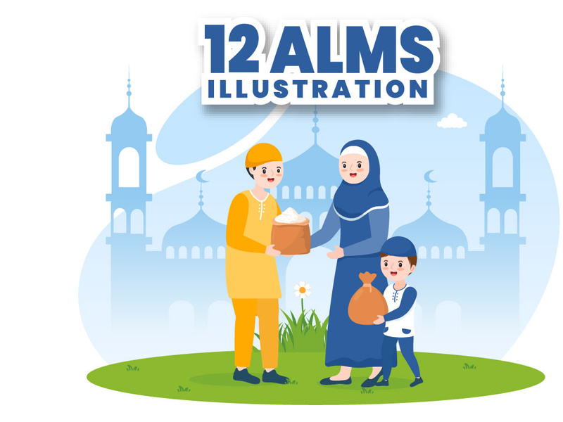 12 Muslim People Giving Alms Illustration by denayuneep ~ EpicPxls