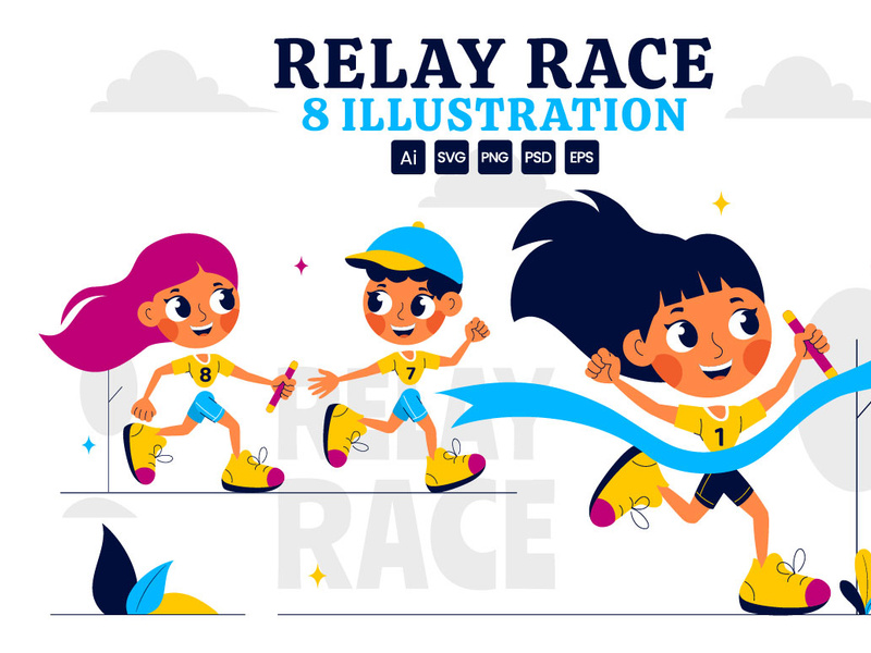 8 Relay Race Sports Illustration by denayuneep ~ EpicPxls