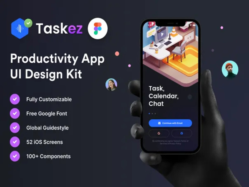 Tasker v1.0 - Productivity App iOS UI Kit by Uilarax ~ EpicPxls