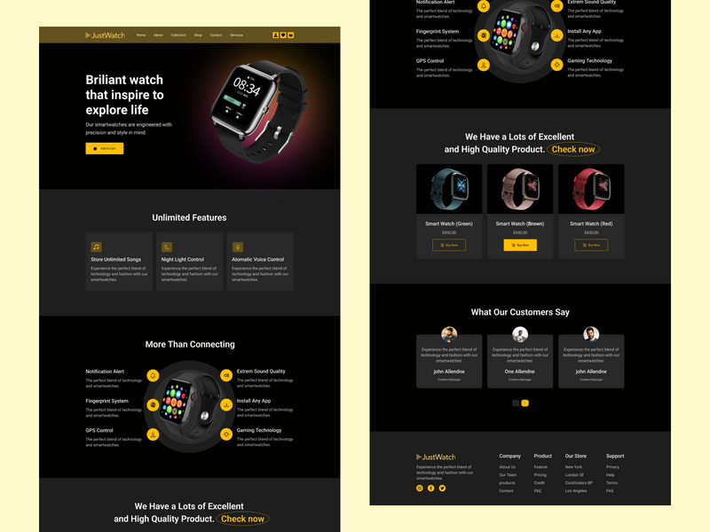 Just Watch - Smart Watch Website Landing Page design by ~ EpicPxls