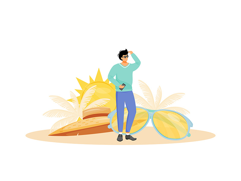 Man look at sun flat concept vector illustration by The Img ~ EpicPxls
