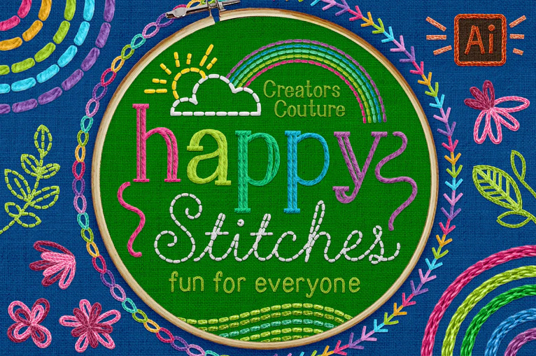 Free Embroidery / Thread Brushes for Illustrator by Jessica ~ EpicPxls