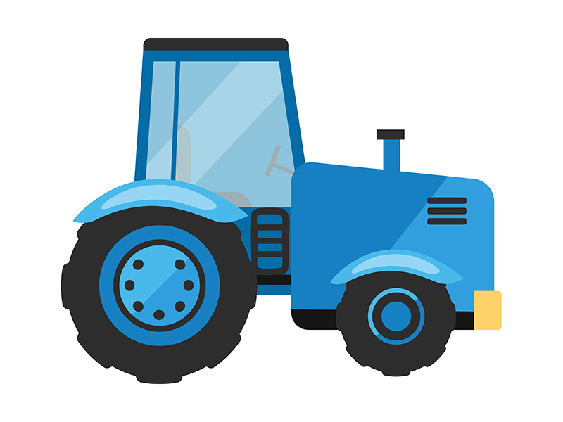 Blue tractor flat vector illustration by The Img ~ EpicPxls