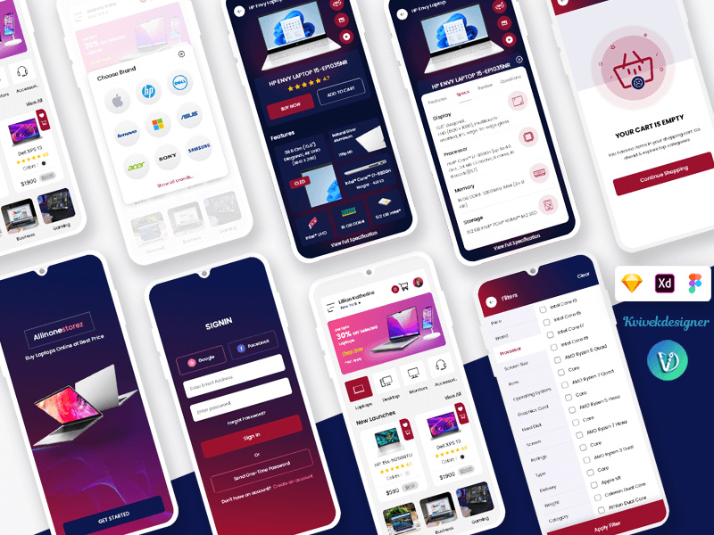Buy Laptops Online Mobile App UI Kit by Kvivekdesigner ~ EpicPxls