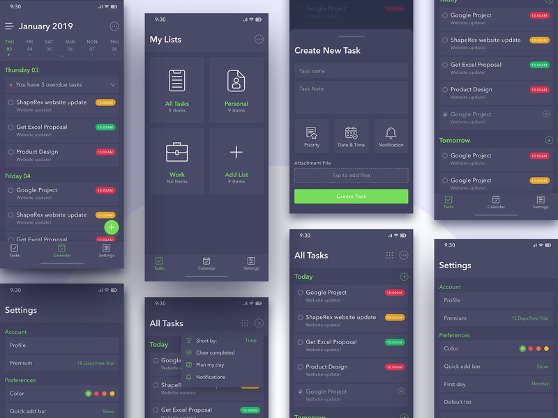 To Do Task list Dark App Version by Ismail ~ EpicPxls