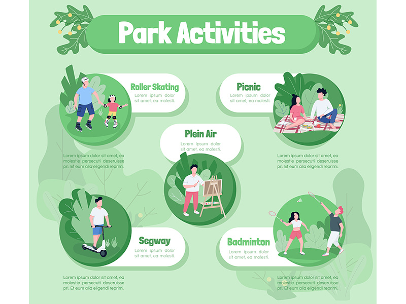 Park activities flat color vector informational infographic ~ EpicPxls