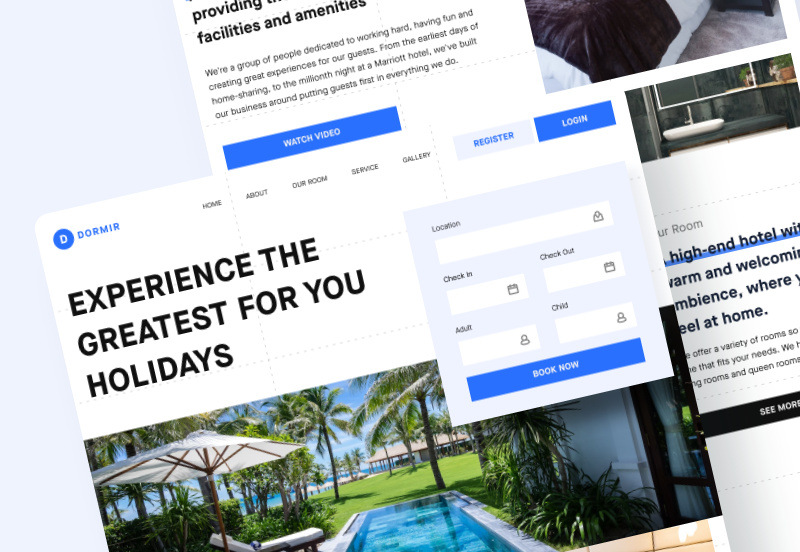 Dormir - Luxury Hotel Booking Landing Page by Panen ~ EpicPxls