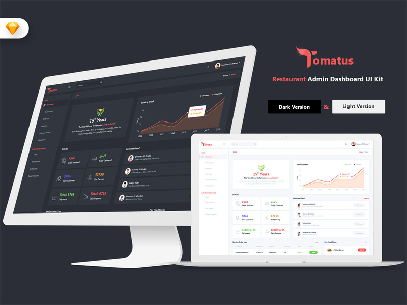Tomatus-Restaurant Admin Dashboard UI Kit (SKETCH) by ~ EpicPxls