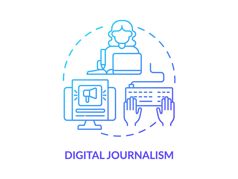 Digital journalism blue gradient concept icon by bsd studio ~ EpicPxls