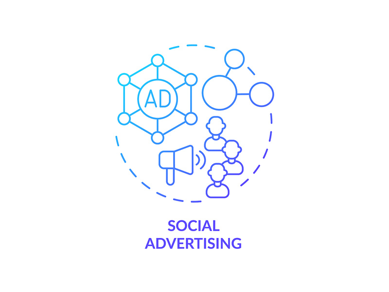 Social advertising blue gradient concept icon by bsd studio ~ EpicPxls