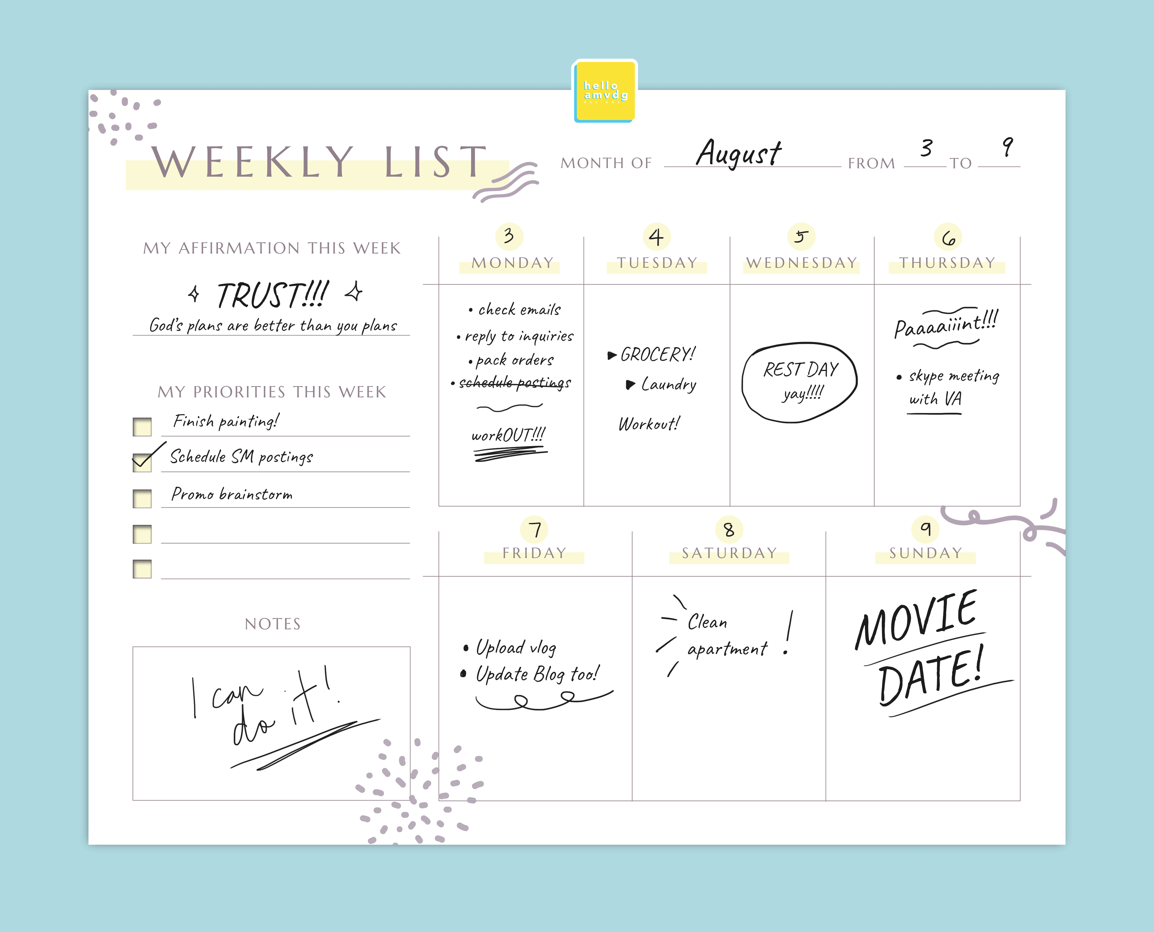 Printable Weekly To Do List By Aicel De Guzman EpicPxls