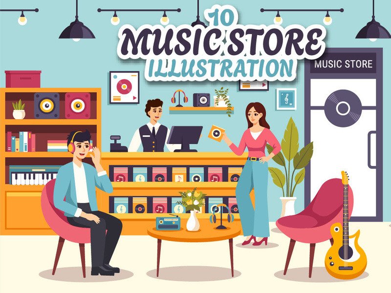 10 Music Store Illustration by denayuneep ~ EpicPxls