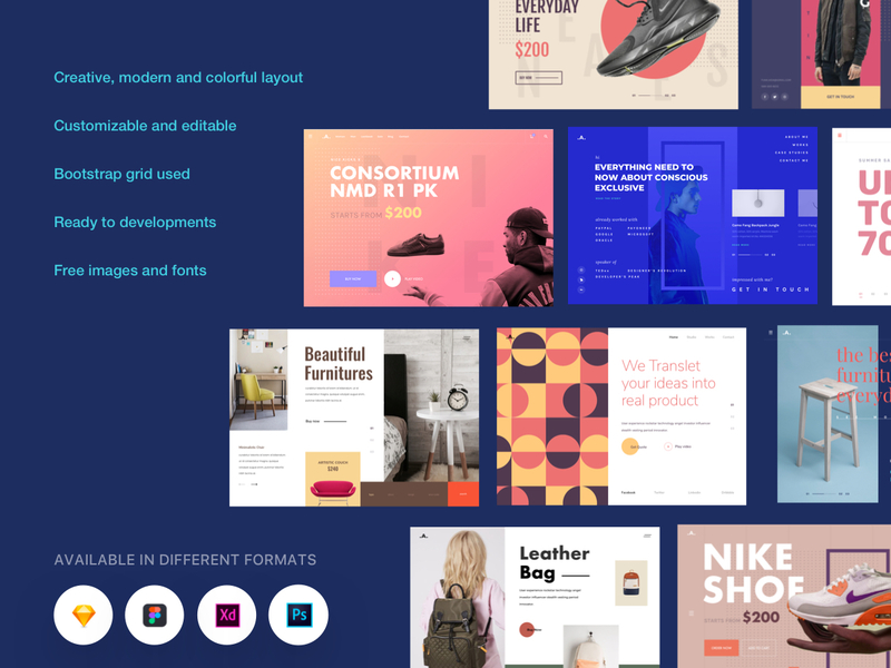 Seva header ui kit pack-1 by Shouravdesign ~ EpicPxls