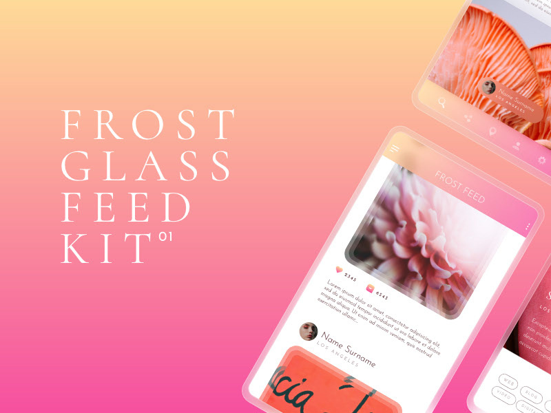 Glass Frost Feed UI Kit 01 - Free Demo by Le Bureaux Studio ~ EpicPxls